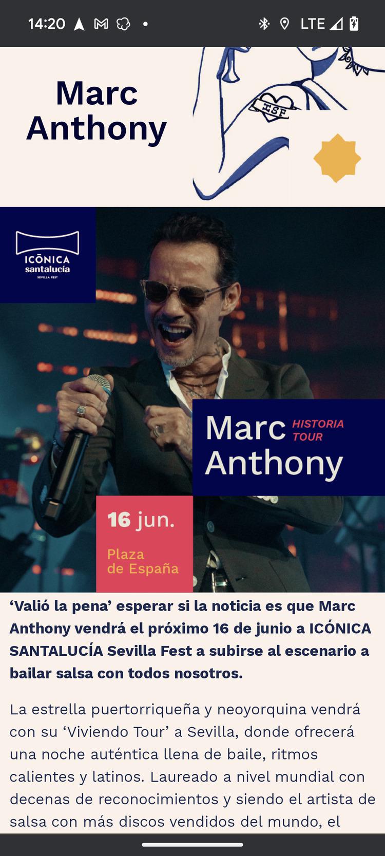 Concierto Marc Anthony alguien que vaya al concierto? - Amigos Sevilla